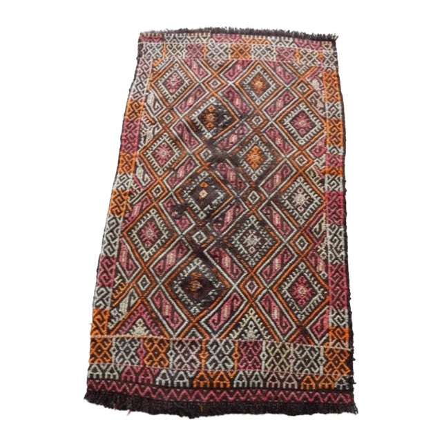 Vintage Anatolian Turkish Cicim Kilim Rug | Chairish