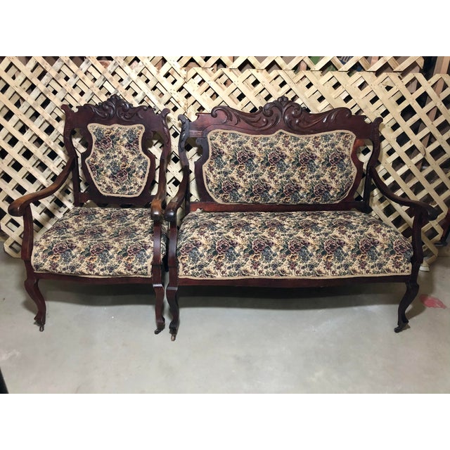 Late 19th Century Antique 2Pc Victorian Mahogany Carved Parlor Set ...