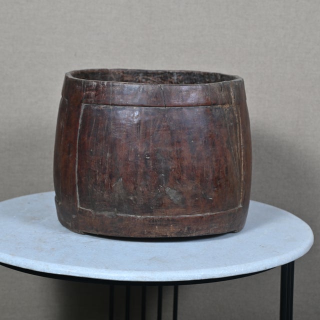 Vintage Wooden Water Pot Barrels Rustic Wood Storage Pot | Chairish