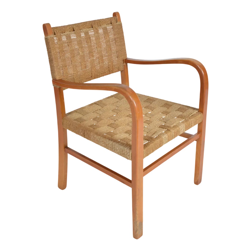 Mid-Century Swedish Beech and Rope Cord Armchair by Axel Larsson for ...