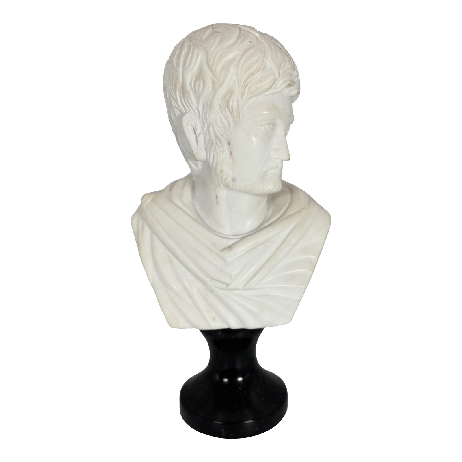 Antique Solid Marble Bust With Marble Base | Chairish