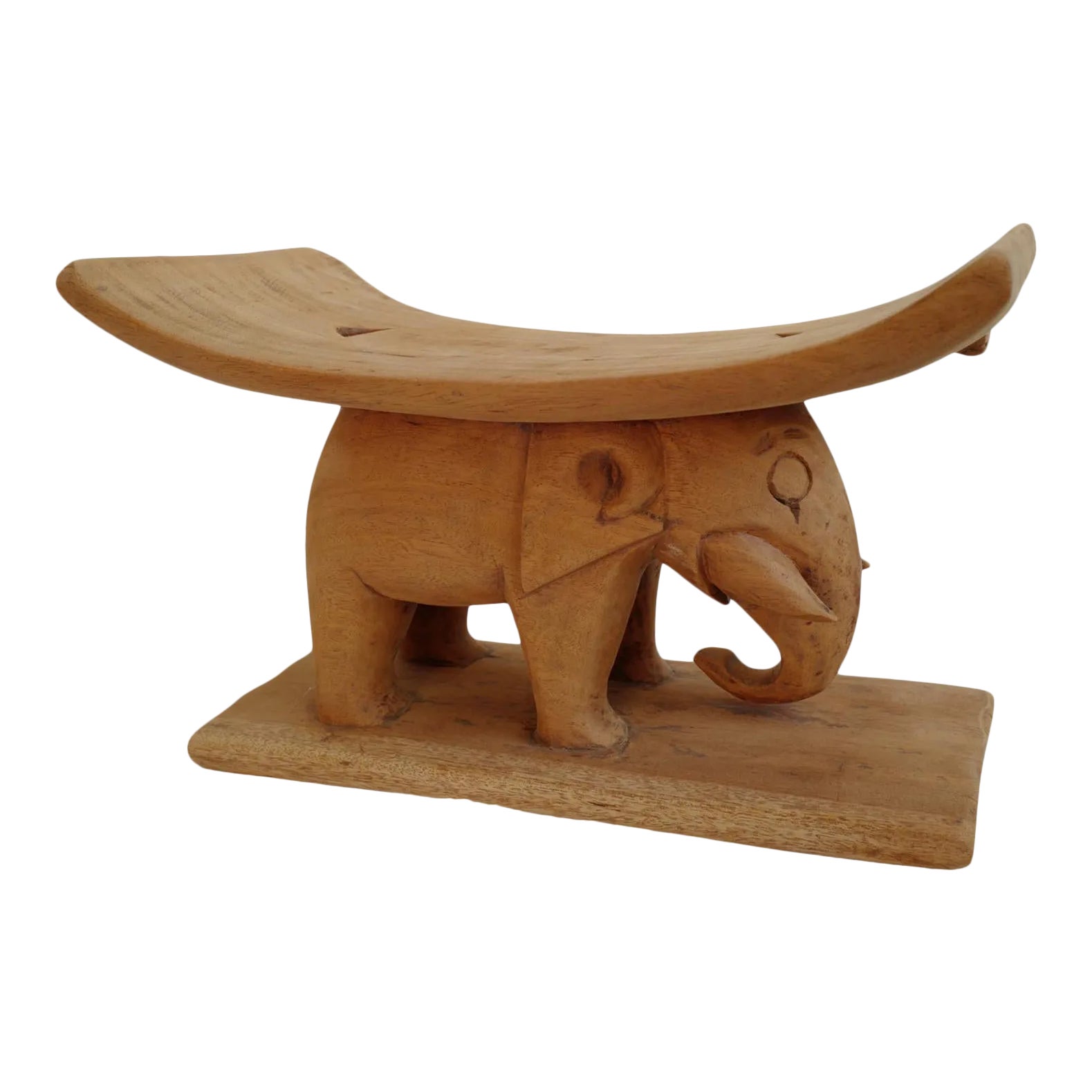 Ashanti Small Wood Elephant Stool | Chairish