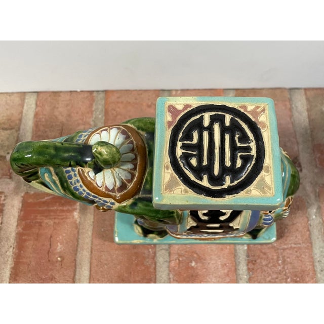 Vintage Chinoiserie Green Table Top Ceramic Elephant Plant Stand ...
