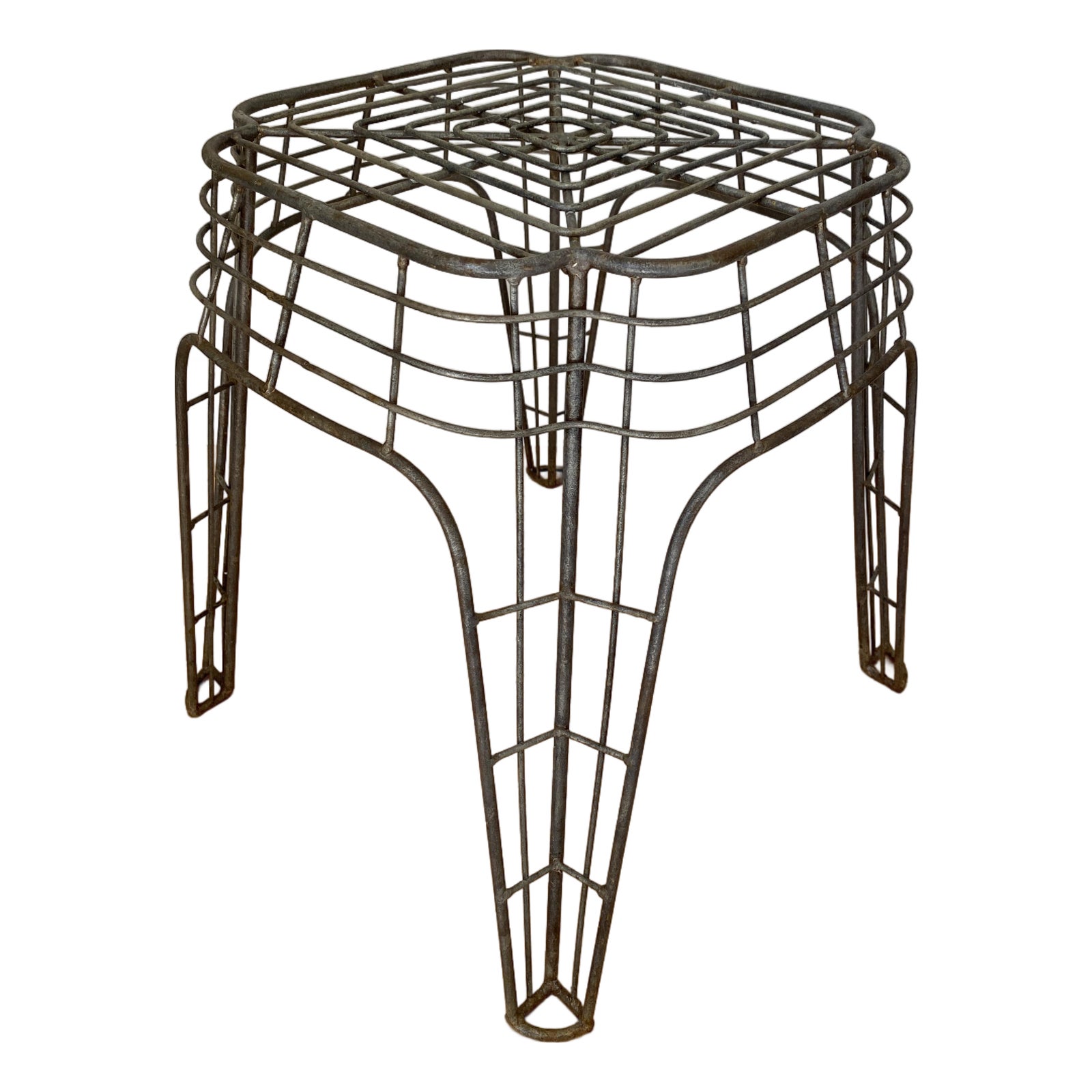 Vintage Art Deco Metal Side Table With Architectural Wire Design | Chairish