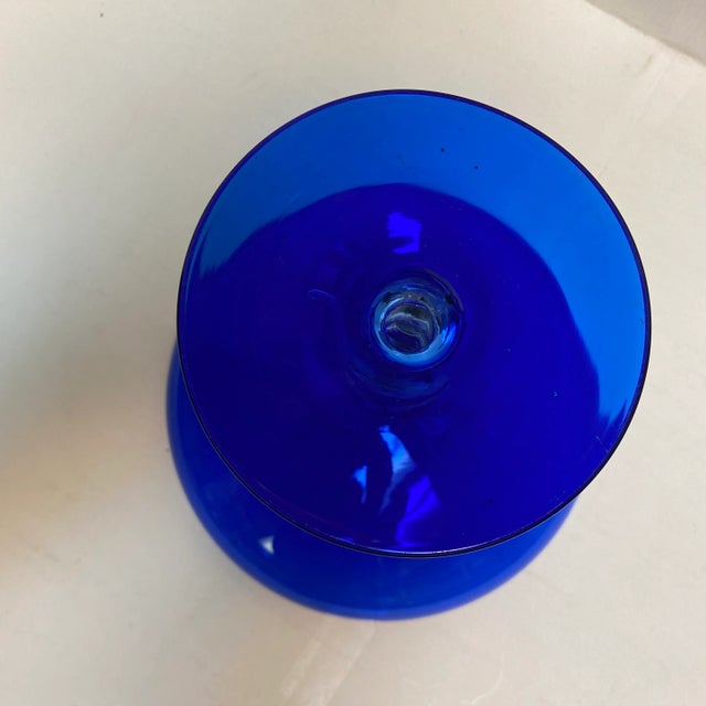 1930's Morgantown Cut Ball Stem Compote Cobalt Blue | Chairish