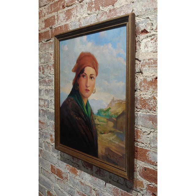 Adriaan De Groot -Portrait of a Girl With a Red Bandana-Oil Painting-1932 | Chairish