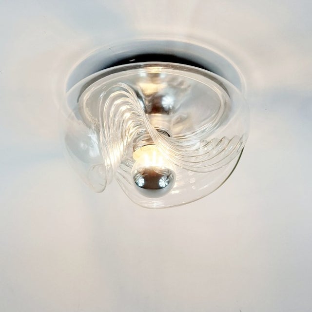 Large Mid-Century Modern Wave Flush Mount by Koch & Lowy for Peill ...