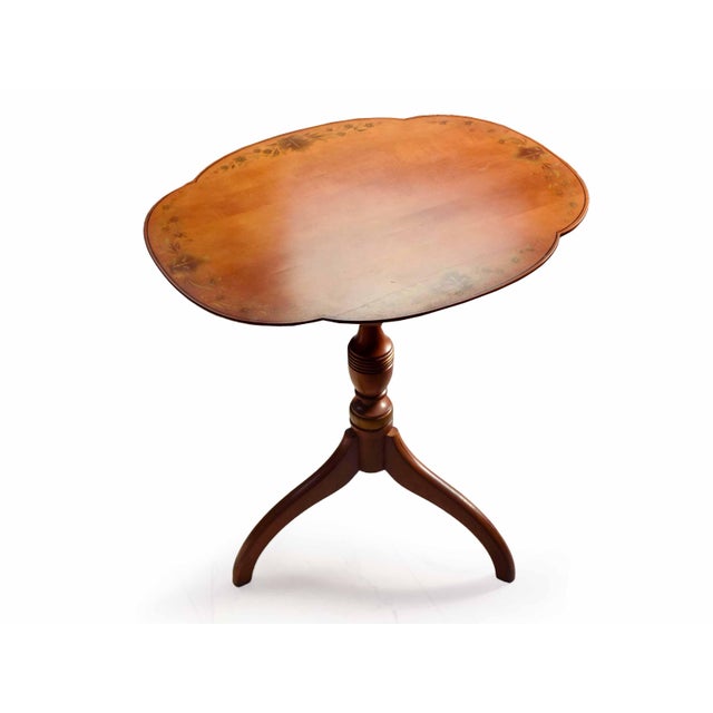 Mid 20th Century L. Hitchcock Harvest Stenciled Scalloped Edge Tilt-Top ...