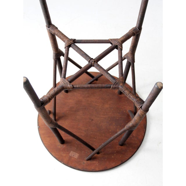 Early 20th Century Wicker and Wood Side Table | Chairish