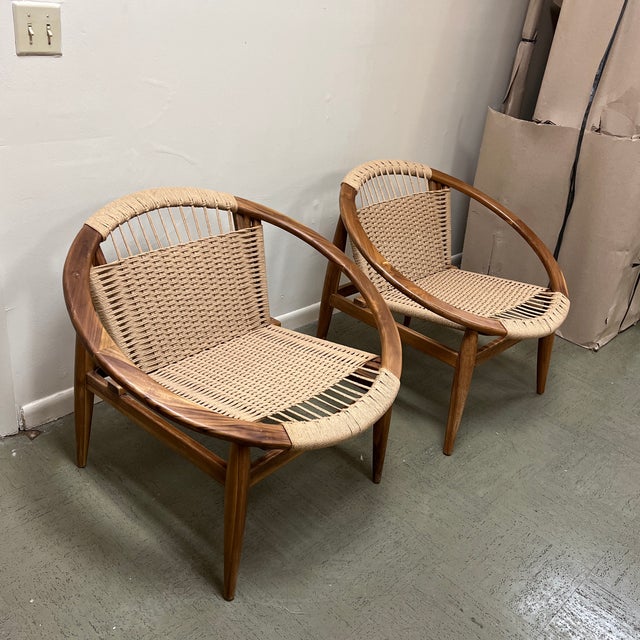 Danish Modern Style Teak Hoop Chair Loungers - Set of 2 | Chairish