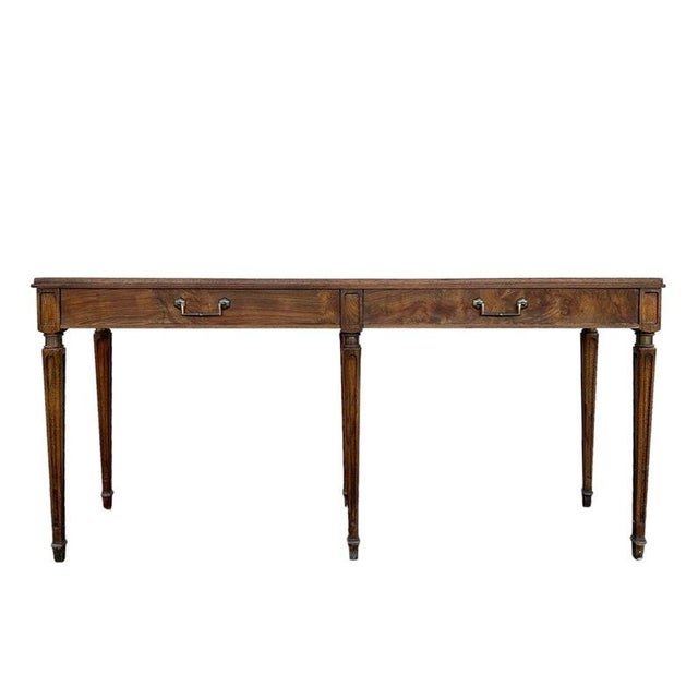 Vintage Wood Console by Hekman with Burlwood, Brass and 2 Drawers ...