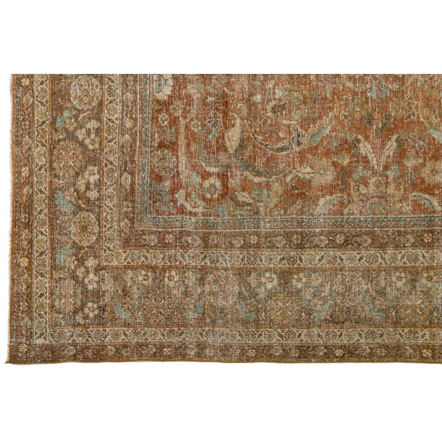 Rust Handmade Persian Mahal Wool Rug Featuring an Allover Motif From ...