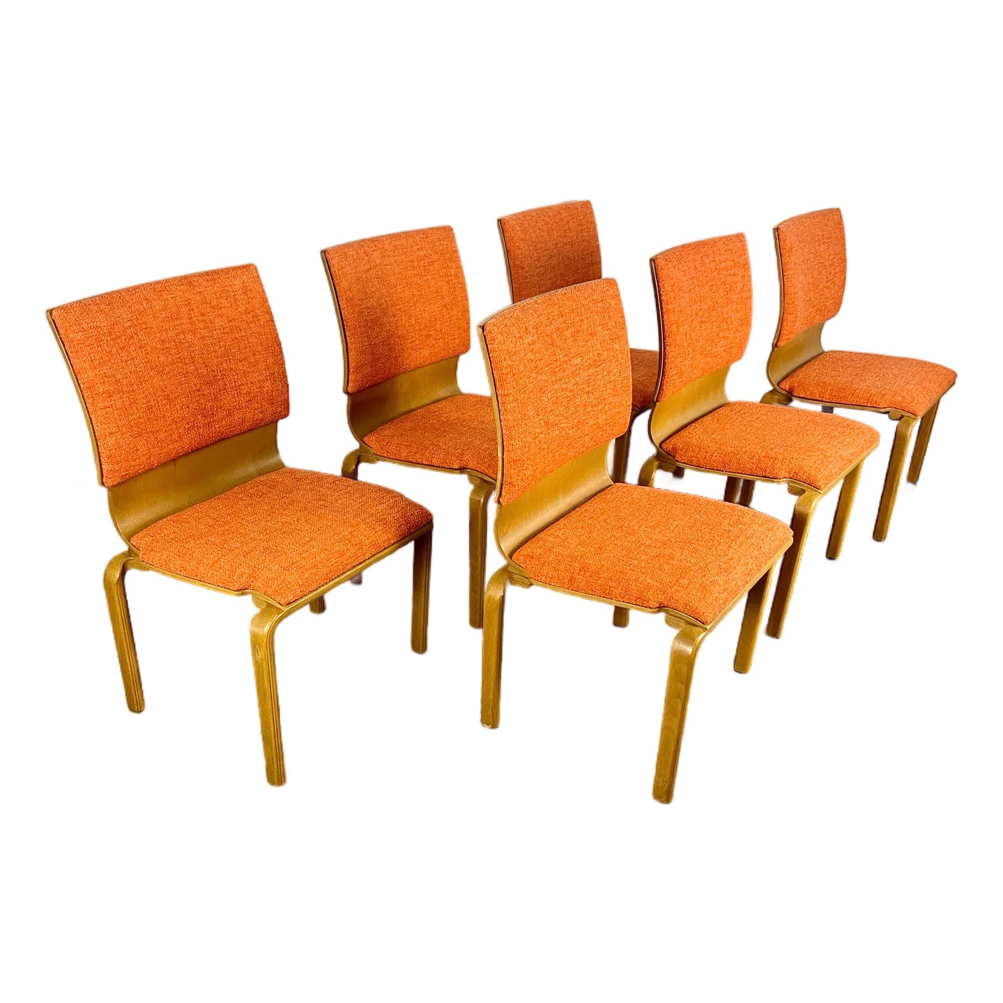 1970s Mid Century Modern Oak Bentwood Dining Chairs Reupholstered by ...