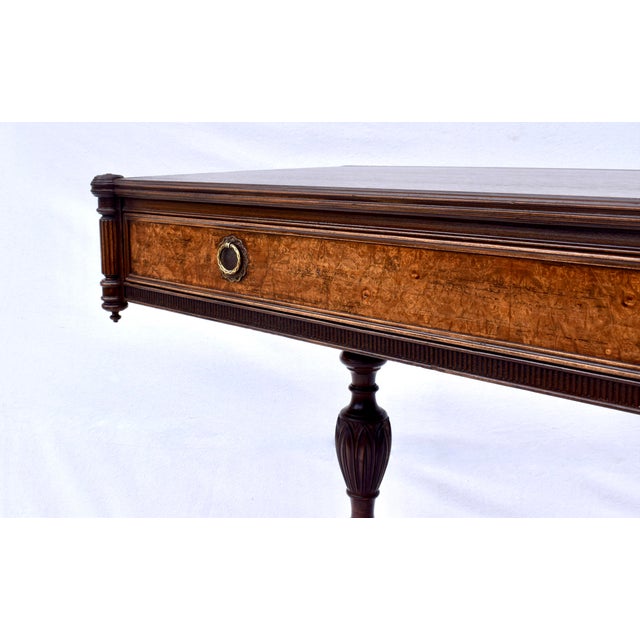English Regency Style Burl- Wood Library Console Table | Chairish