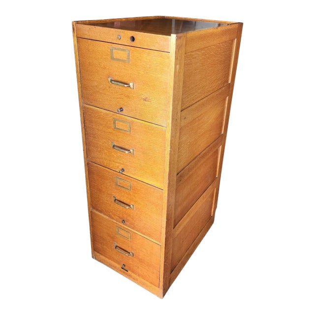Antique Quartersawn Golden Tiger Oak 4 Drawer Filing Cabinet Chairish