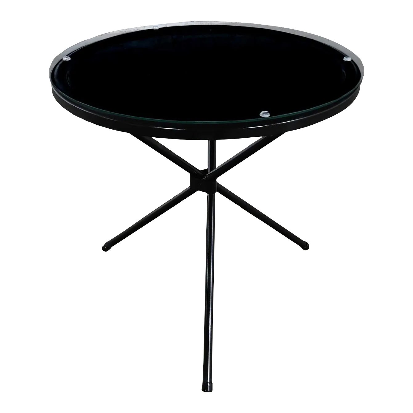 Mid to Late 20th Century MCM Round Metal Outdoor Black Painted Tripod ...