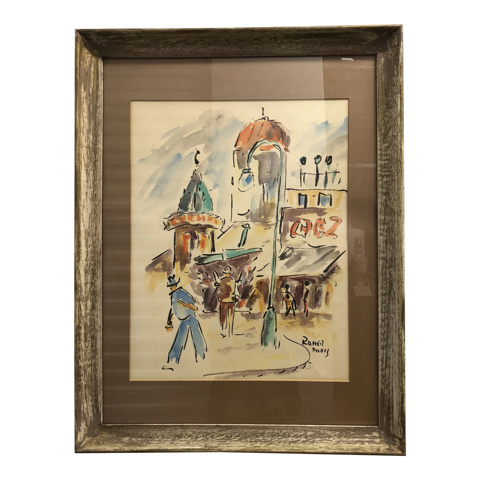 Vintage "Paris Street Scene" Watercolor Painting by Fred Roner | Chairish