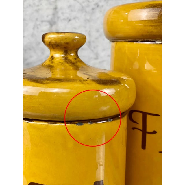 Mid-Century Porcelain Mushroom Top Gold Yellow Kitchen Canisters - Set ...