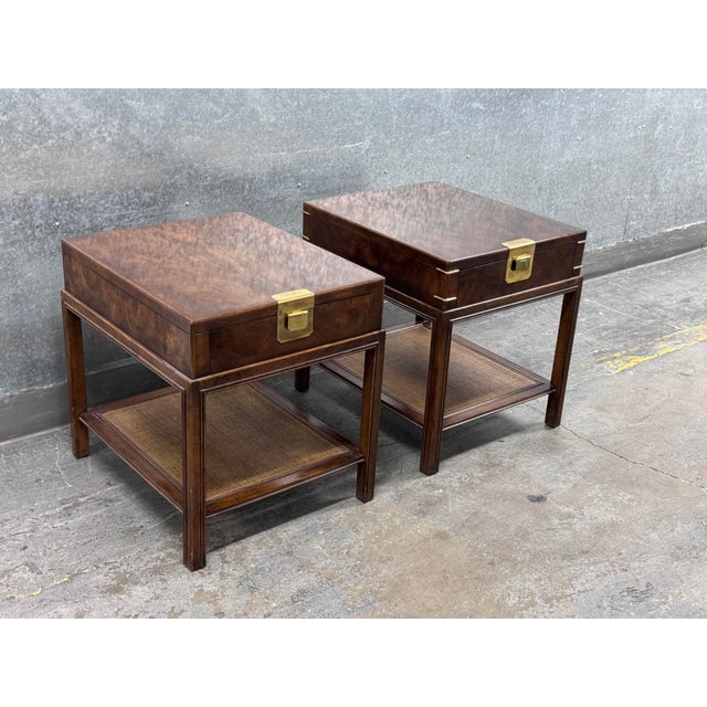 Vintage Drexel Heritage Burlwood Nightstands, a Pair | Chairish