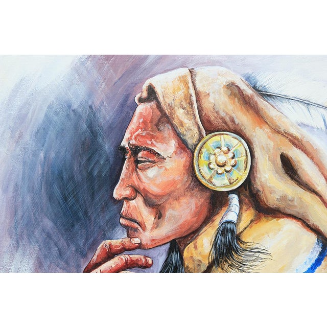 20th Century Naturalistic Aged Native American Profile Portrait ...