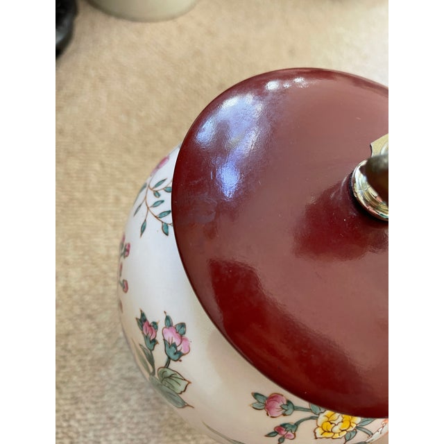 Vintage 1990s Pink Floral Table Lamps - a Pair | Chairish