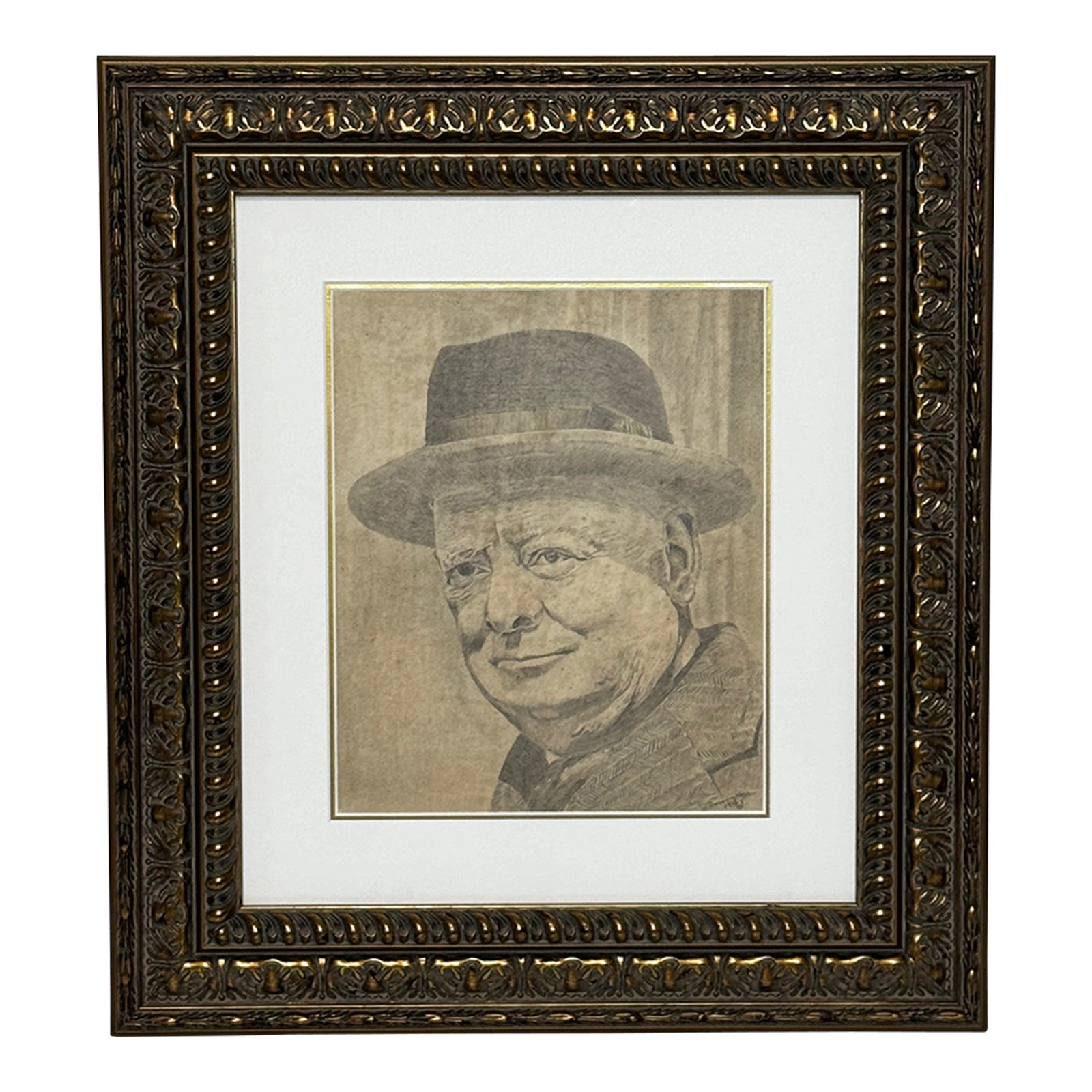 1940s British Wartime Portrait Drawing Prime Minister Leonard Winston ...