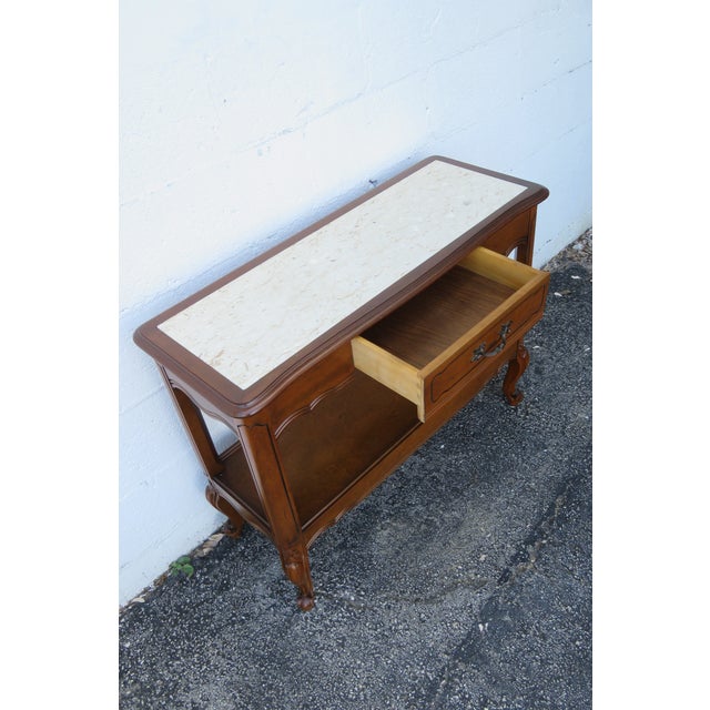 French Narrow Two Tiers Marble Stone Top Console Entry Table Buffet ...