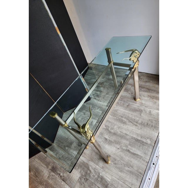 1970s Maison Jansen Style Vintage Brass and Brushed Steel Impala Head ...