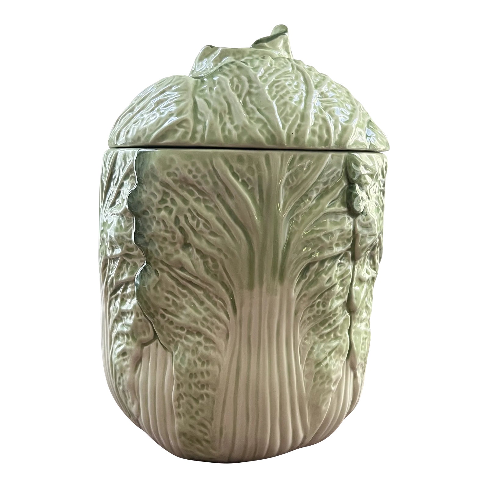 Vintage 1990s Ceramic Lettuce Leaf Canister | Chairish