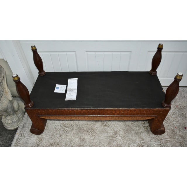 Vintage Ethan Allen British Colonial Style Rattan Rolled Arm Bench ...