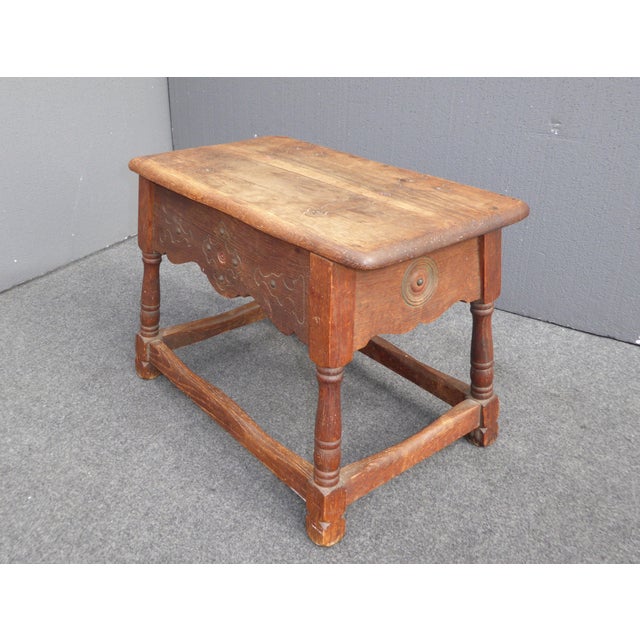 Vintage William & Mary Style Wood Bench With Storage Space by Cochran ...