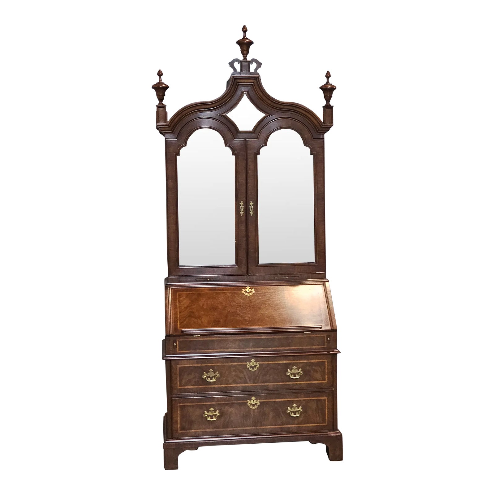 1980s Baker Stately Homes Collection Queen Anne Walnut Secretary Desk ...