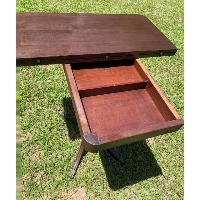 Mahogany Traditional Style Swivel Flip Top Accent Game Table | Chairish