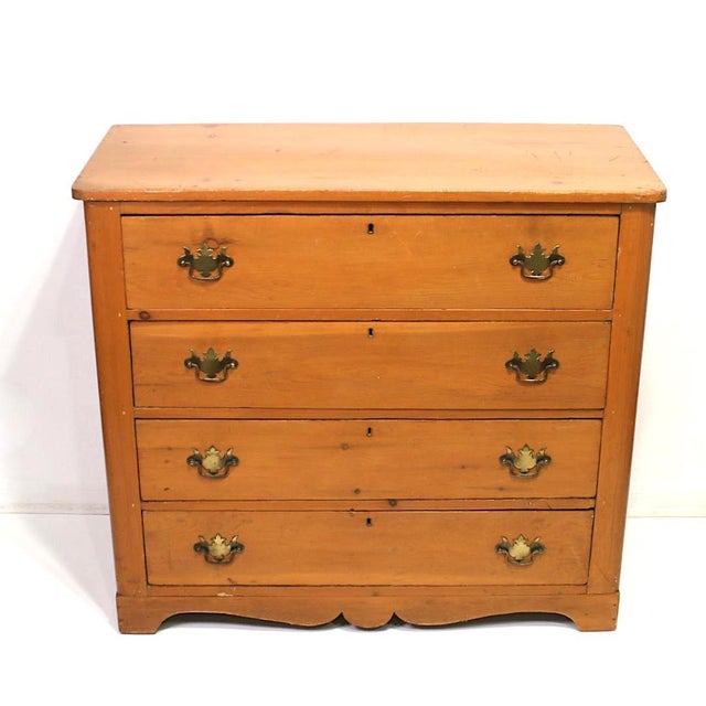 Early American Antique Heart Pine Chest of Drawers, Four Drawers With ...