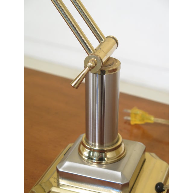 Modern Brass & Steel Adjustable Arm Desk Lamp | Chairish