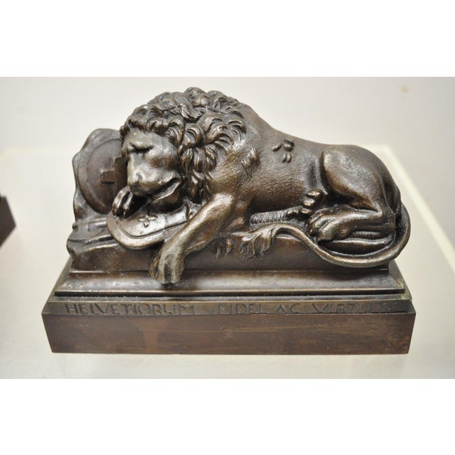 Antique Cast Metal French Renaissance Style Lucerne Lion Bookends - a ...