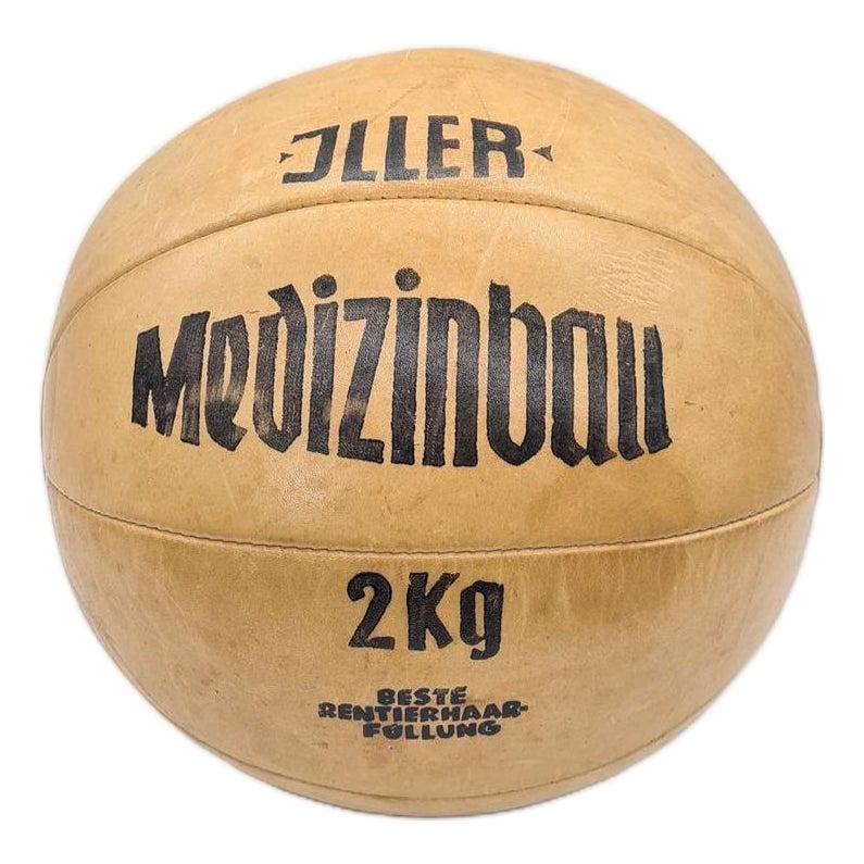 Leather Medicine Ball from Jiller, 1950s | Chairish