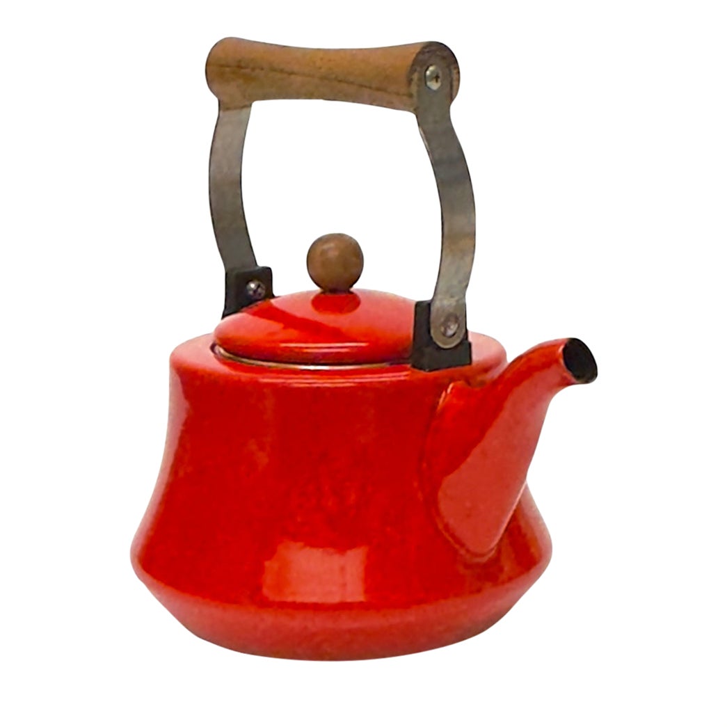 Pristine Red Enamel Kobenstyle Kettle by Dansk | Chairish
