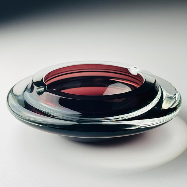 1980s Original Bordo Murano Glass Ashtray, Italy | Chairish