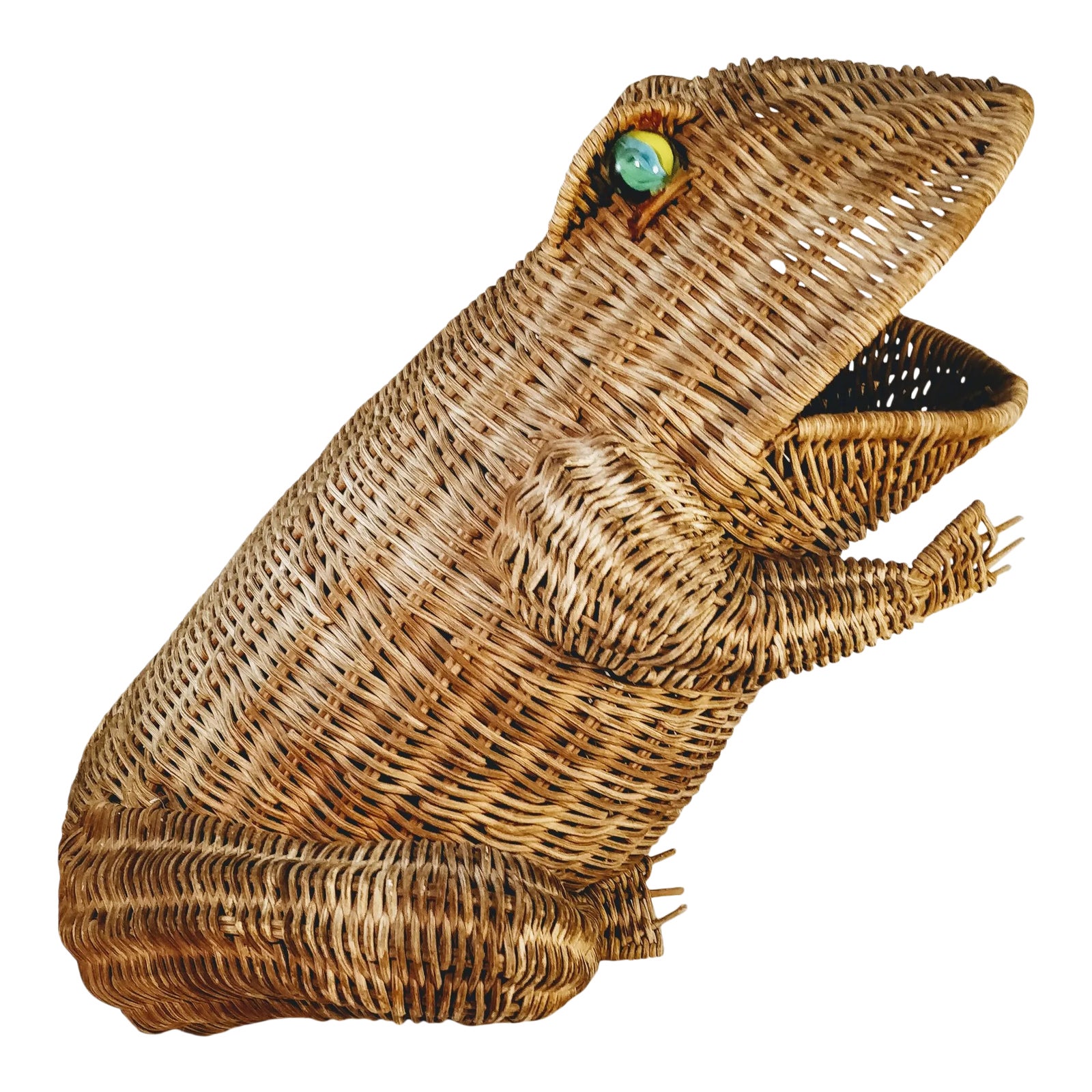 Xxl Mid Century Modern Wicker Frog Basket Floor Model | Chairish