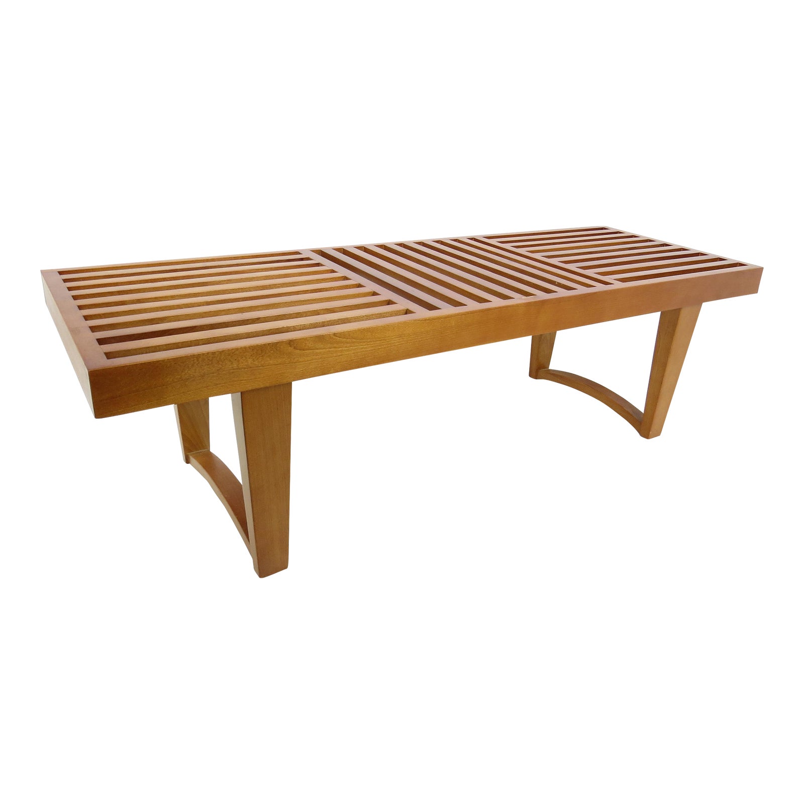 Modern George Nelson Style Slatted Teak Bench | Chairish