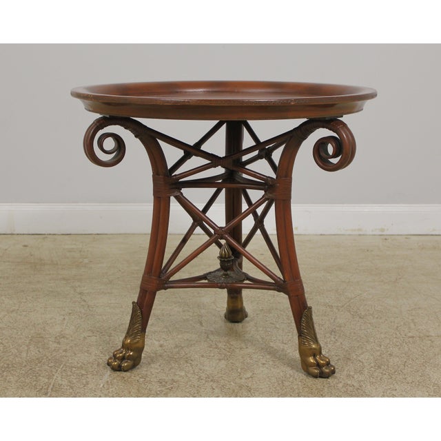 Maitland Smith Round Leather Wrapped Table | Chairish