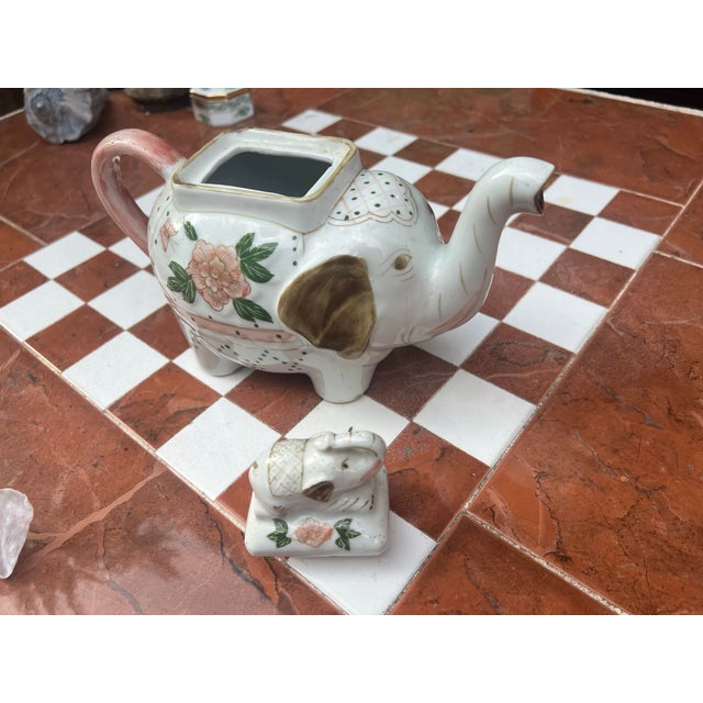 Vintage Painted Elephant Tea Pot | Chairish