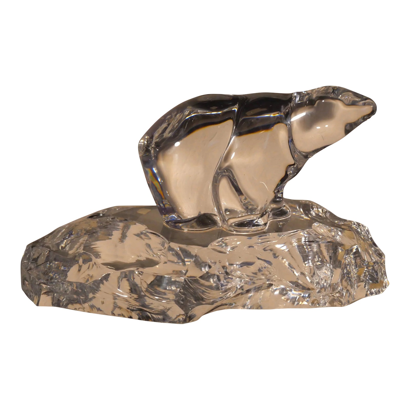 Vintage 1970’s Norwegian Crystal Polar Bear on Ice Plinth Sculpture by ...