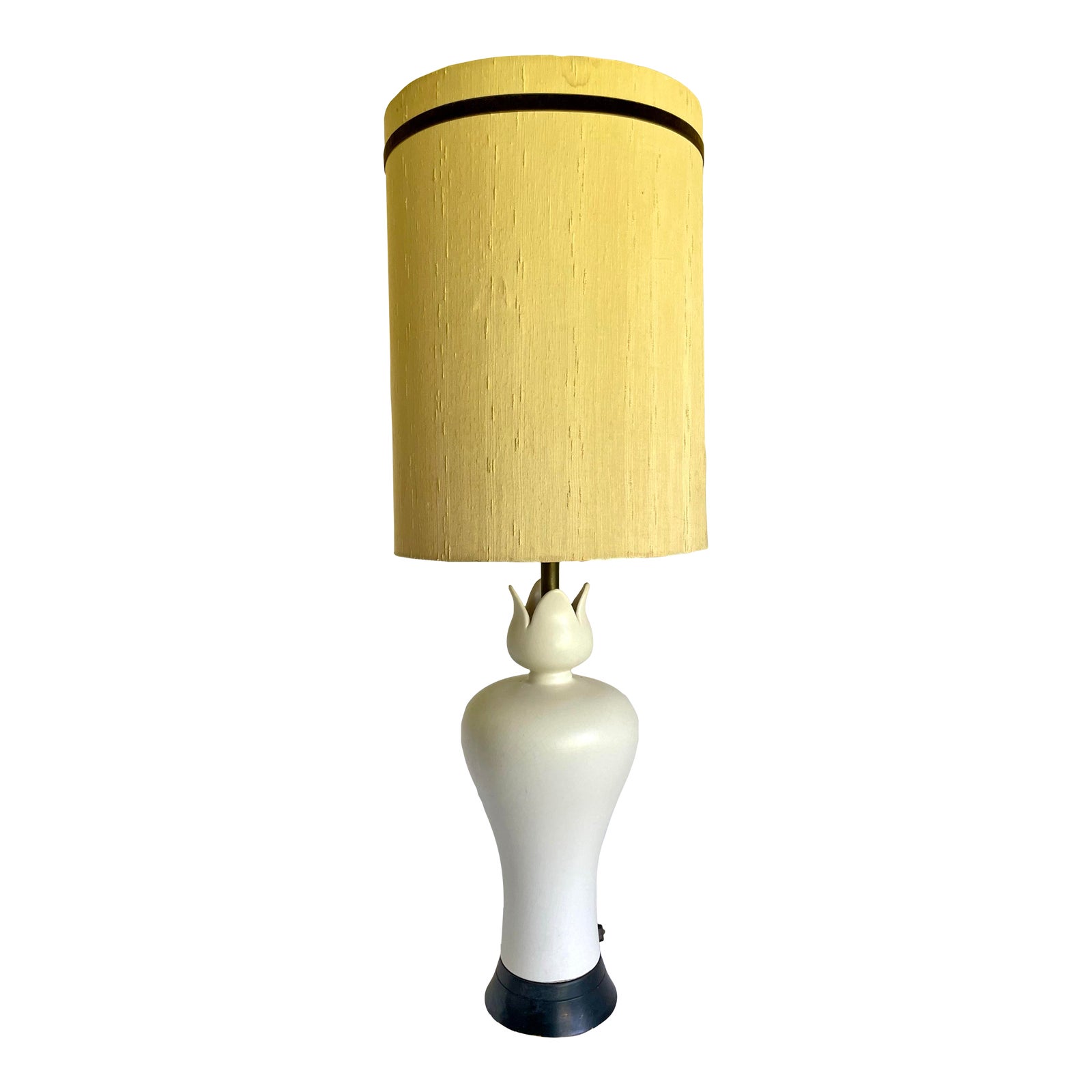 Hollywood Regency Pottery Ceramic Tulip Shaped Table Lamp and Shade ...