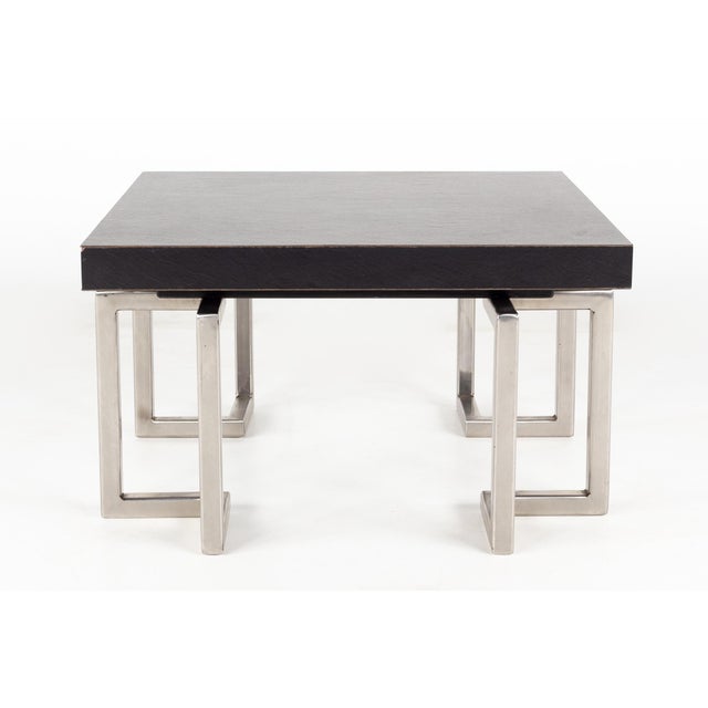 Laminate Slate and Steel Base Side Table | Chairish