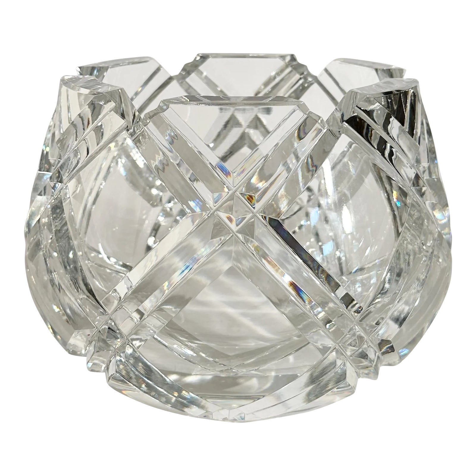 Vintage Orrefors Cut Crystal Bowl Vase, Designed by Olle Alberius ...