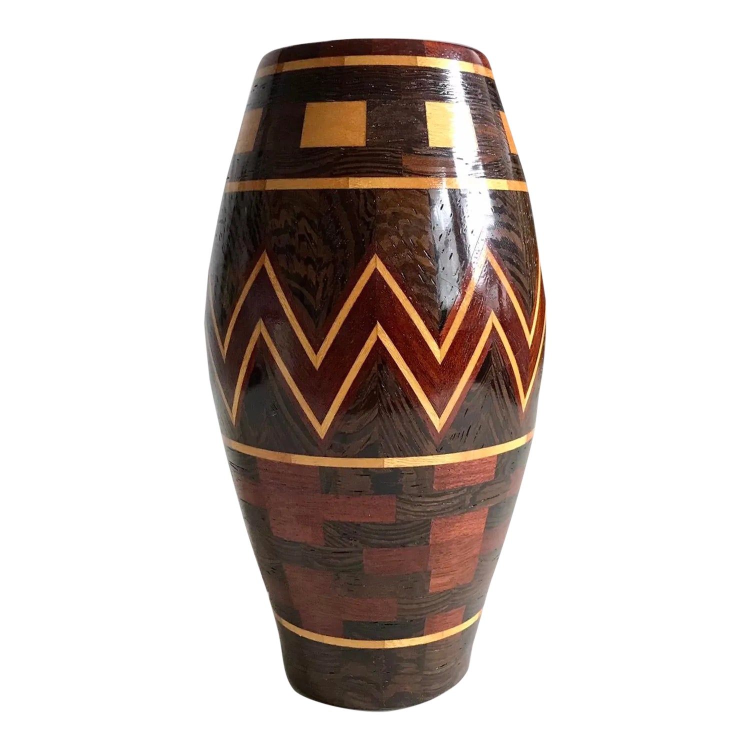 Native American Southwestern Segmented Wood Sculptural Vase Woodturning ...