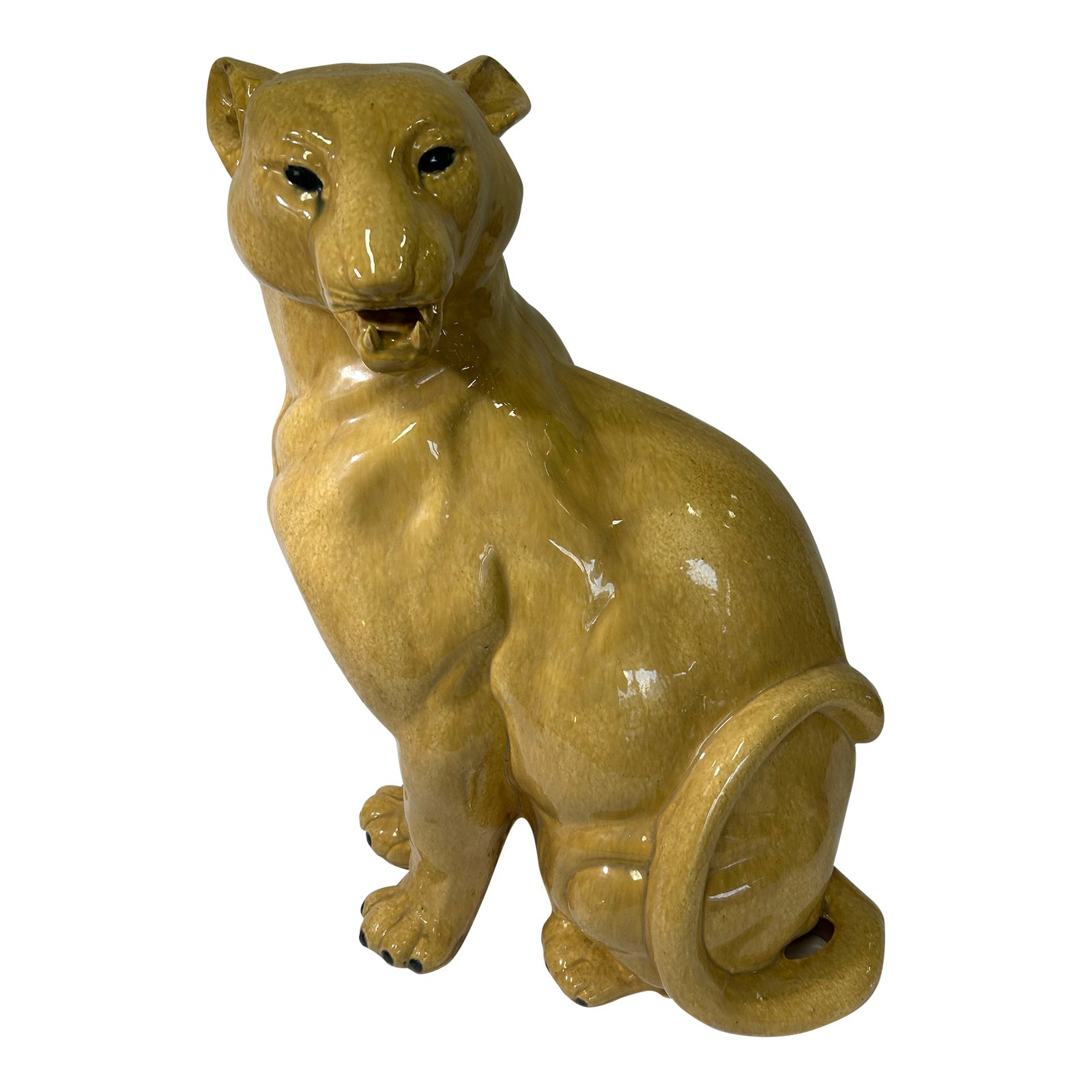 1970s Hollywood Regency Style Ceramic Puma Sculpture | Chairish