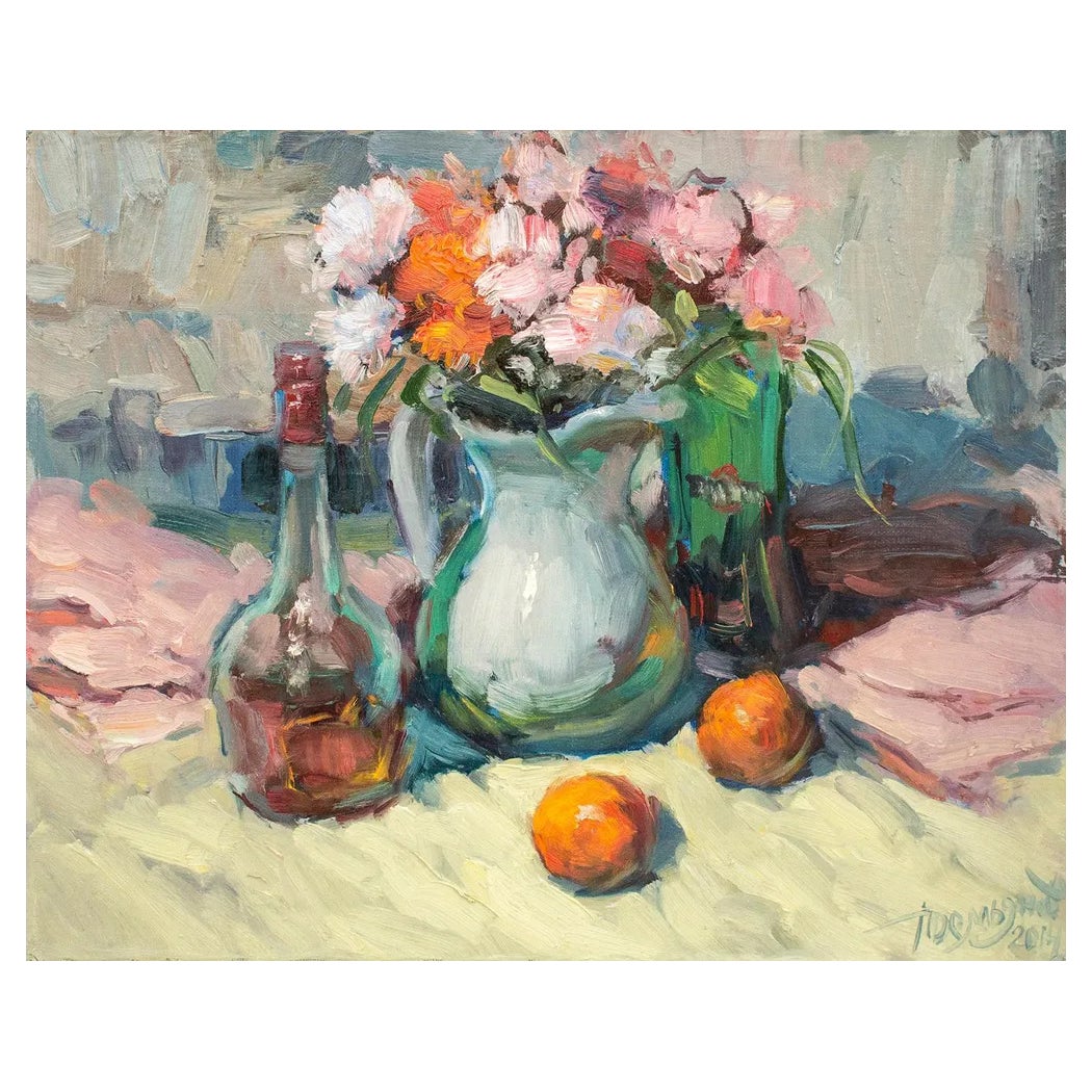 Yuriy Demiyanov, Still Life with a Green Bottle, 2014, Oil on Canvas ...